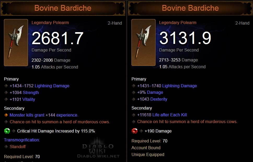 Bovine Bardiche - Diablo Wiki
